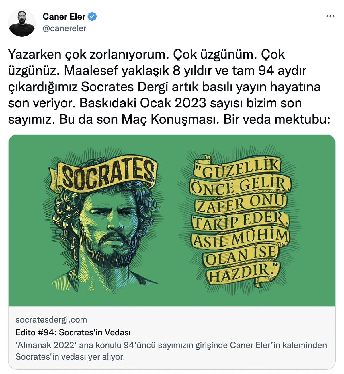 Socrates Dergi'nin 8 Yıllık Basılı Yayın Hayatını Sonlandırdığını ...