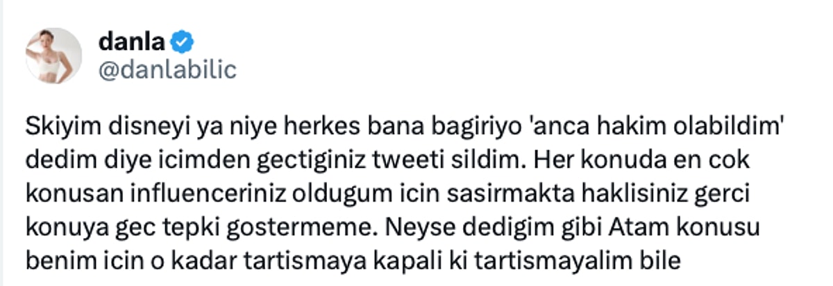 Disney'i Boykot Ettiği Tweeti Silen Danla Bilic, Kendisine Tepki ...