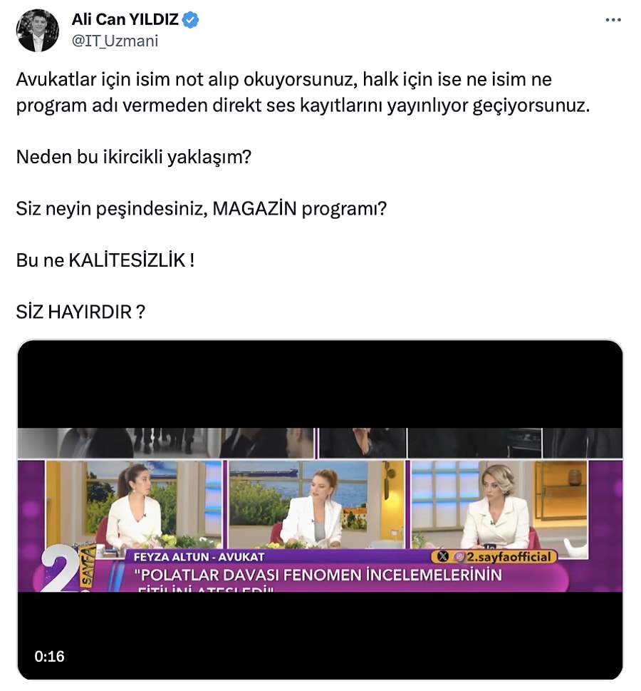 Feyza Altun, Daha Önce Beraber Yayın Yaptığı Ali Can Yıldız'ın 2. Sayfa ...