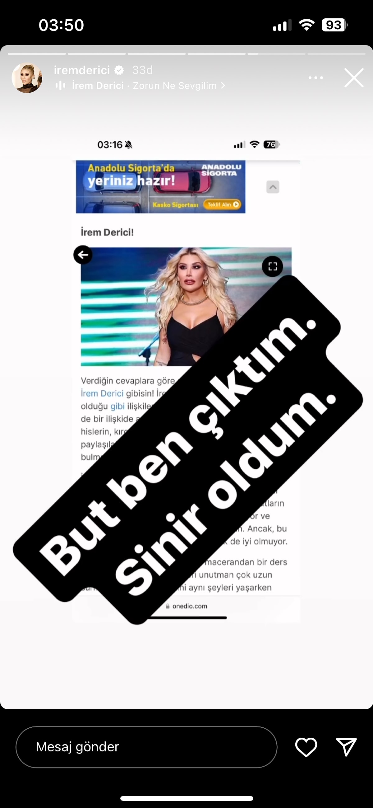 İrem Derici Onedio'nun "İlişkide Hangi Ünlü Gibisin?" Testinde Kendisi ...