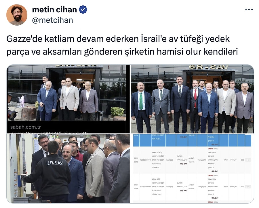 Mustafa Varank Metin Cihan'ın İsrail'e Silah Gönderen Firma Ziyareti ...