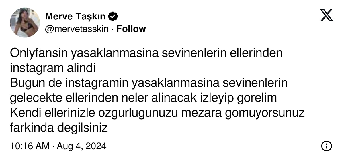 OnlyFans Fenomeni Merve Taşkın, Instagram'a Gelen Erişim Engeline ...