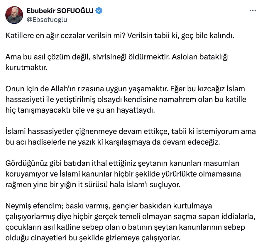 İkbal Uzuner'in Katledilmesini "İslami Hassasiyetle" Yetiştirilmemesine ...