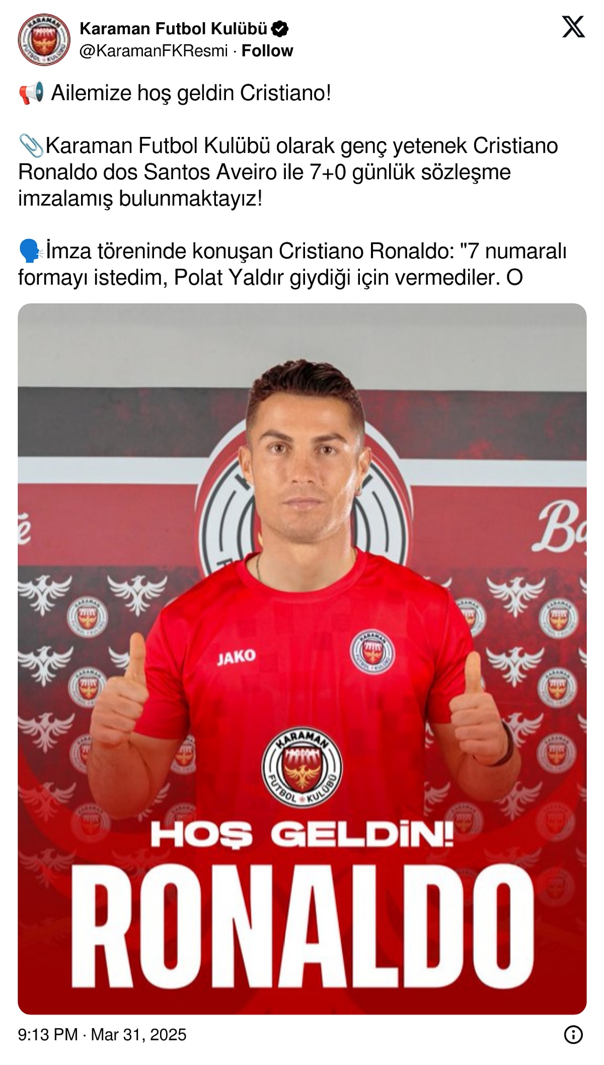 Karaman FK Ronaldo Transferi - Onedio