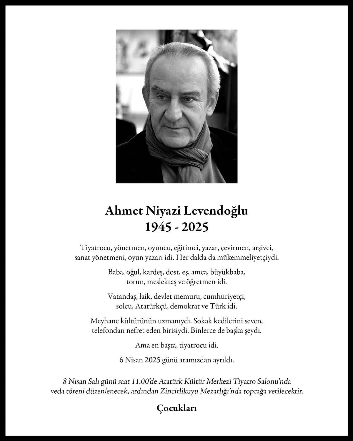 Usta Oyuncu Ahmet Levendoğlu Hayatını Kaybetti - Onedio